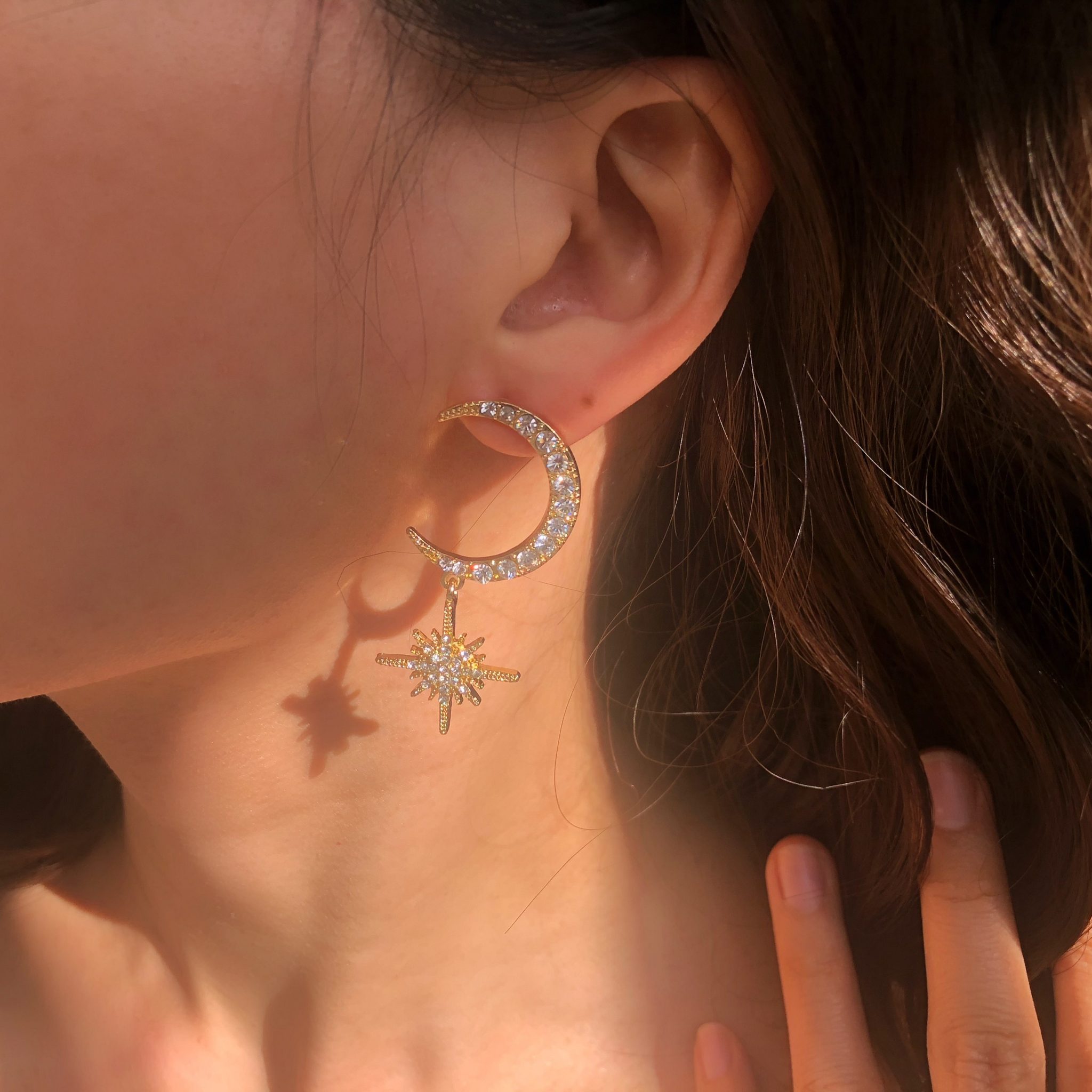 Nebula Moon and Star Earring – Kamakula